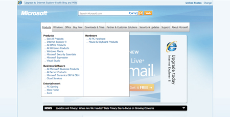 15 good examples of mega drop-down navigation menus