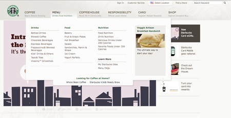 15 good examples of mega drop-down navigation menus