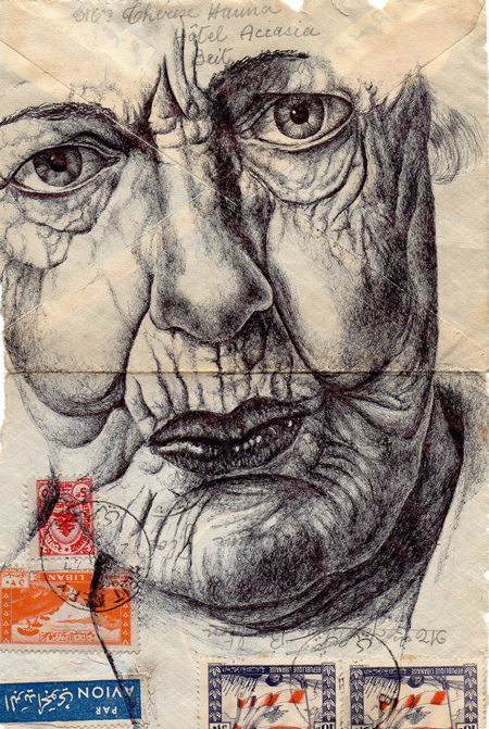 Drawings on envelopes by Mark Powell