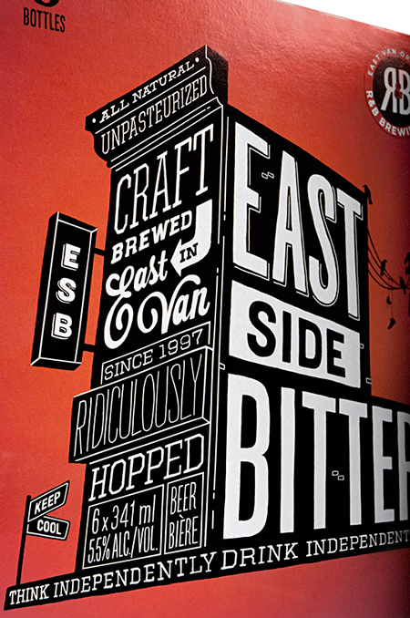 East side bitter beer packaging