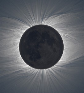 Composite image of the moon during a solar eclipse