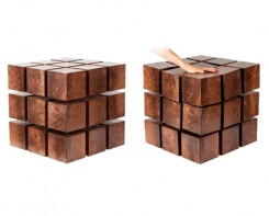 A wooden floating table