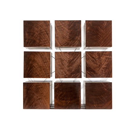 A wooden floating table