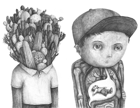 Large surrealist portraits by Stefan Zsaitsits