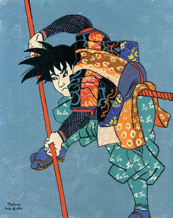 Pop culture heroes drawn as ukiyo-e characters