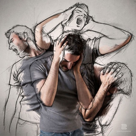 Illustrator Sebastien Del Grosso interacts with his drawings