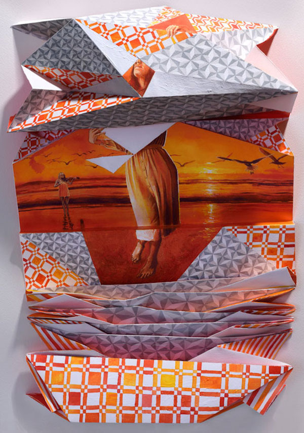 Folded paintings by Marcelo Daldoce