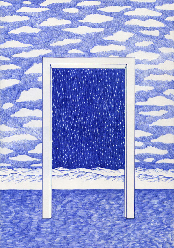 Kevin Lucbert creates stunning blue ballpoint pen drawings