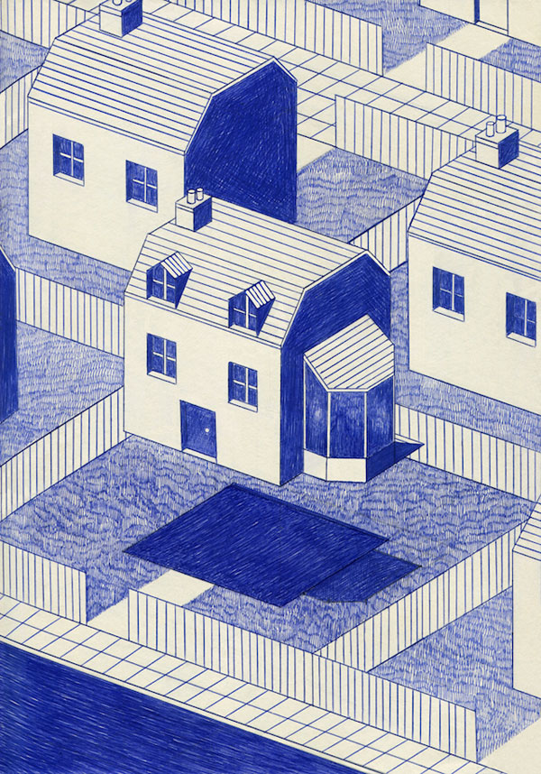 Kevin Lucbert creates stunning blue ballpoint pen drawings