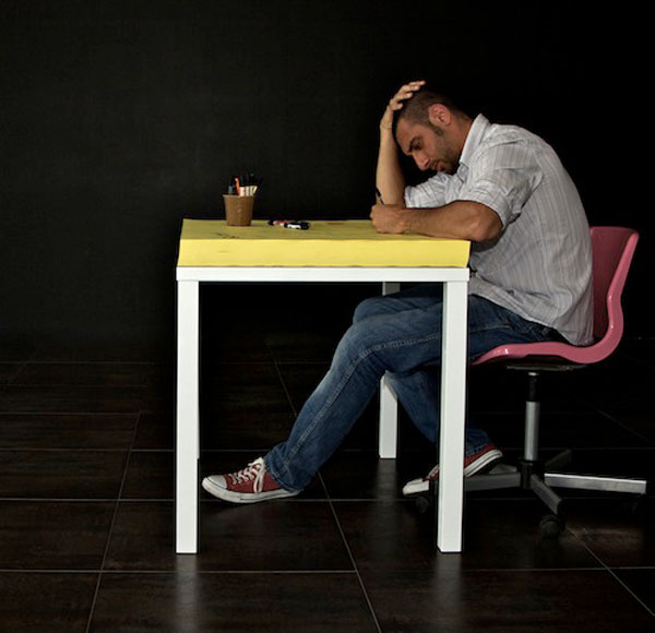 This giant post-it desk is just perfect for designers