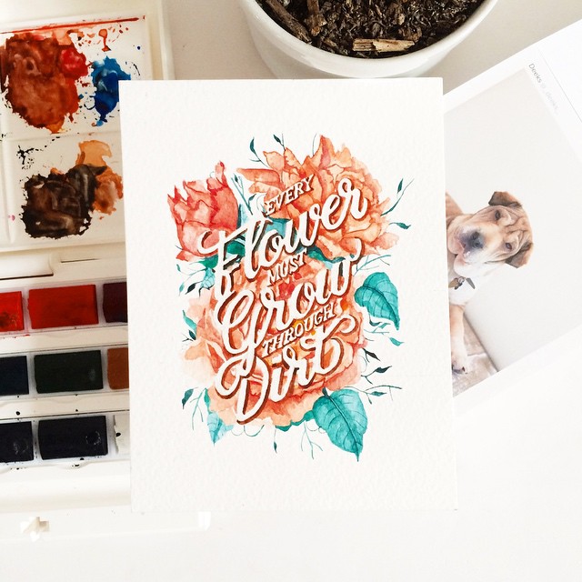 June Digan creates gorgeous watercolor lettering for quotes