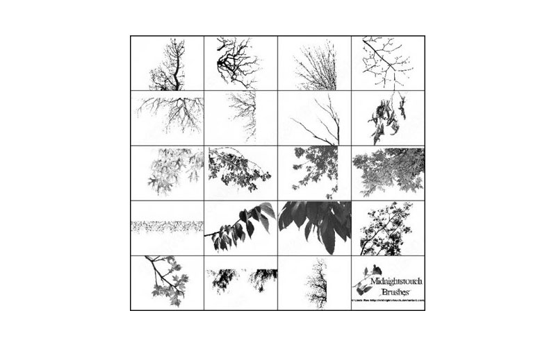 10 free Photoshop brushes of flowers and trees