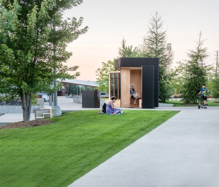 This small cabin can unfold into an open-air library