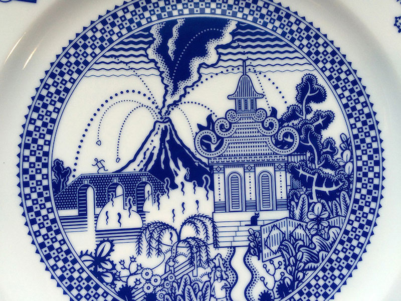 This ceramic plateware features zombies and other hideous creatures