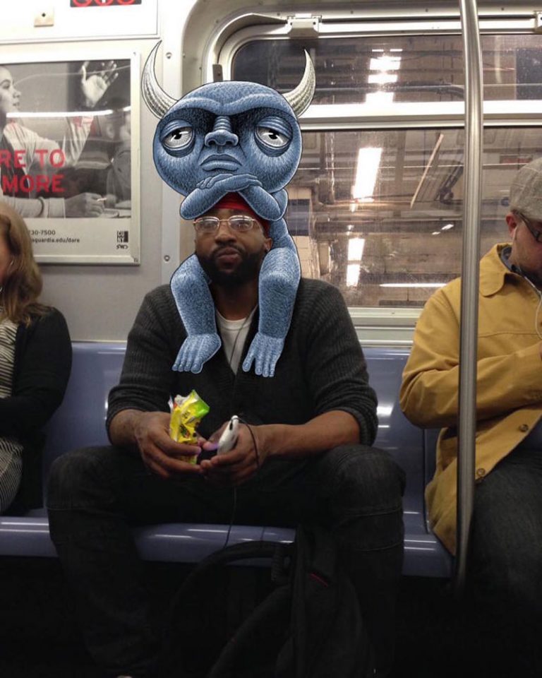 Artist draws creatures that invade the NYC subway