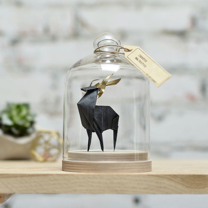 Origami animals in glass