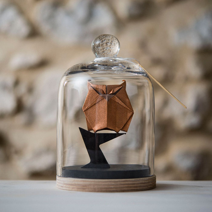 Origami animals in glass