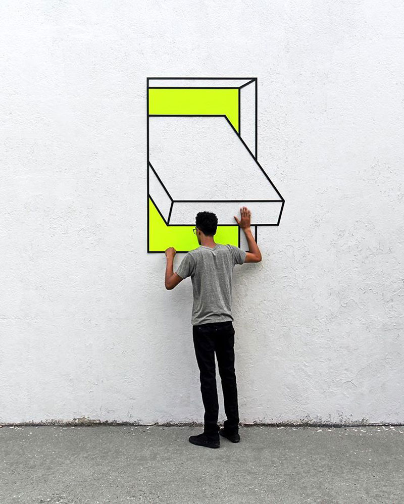 Colorful 3D Illusions created using Tape