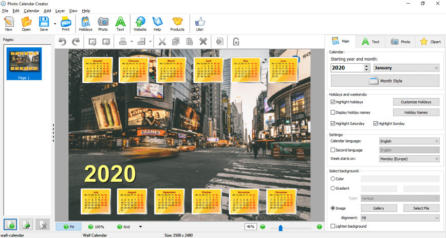 Easy photo calendar making software for graphic design newbies